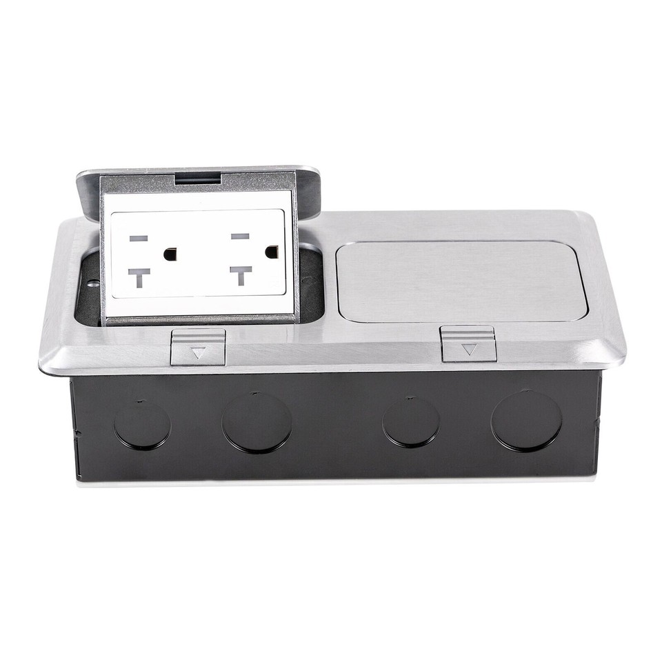 Dual Pop Up Floor Outlet Box with Sockets and LAN, 20 Amp , 3 x LAN 2 x ...