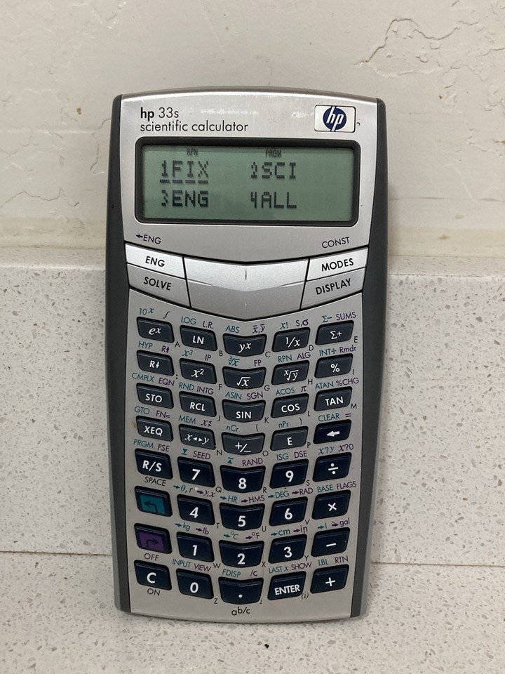 Vintage HP 33S scientific calculator with HP case and New batteries pre ...