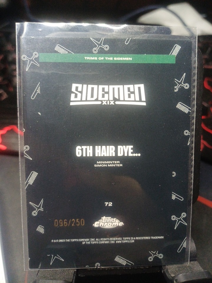 2023 Topps Chrome Sidemen Simon Minter Miniminter #72 Teal Refractor 96 ...