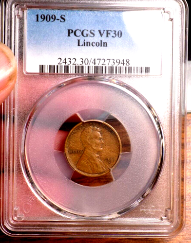 LINCOLN WHEAT CENT 1909 S PCGS VF 30 UNDER GRADE LOOKS WAY BETTER KEY ...