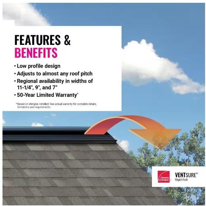 Owens Corning VentSure 7 in. x 20 ft. Ridge Vent Rigid Roll with ...