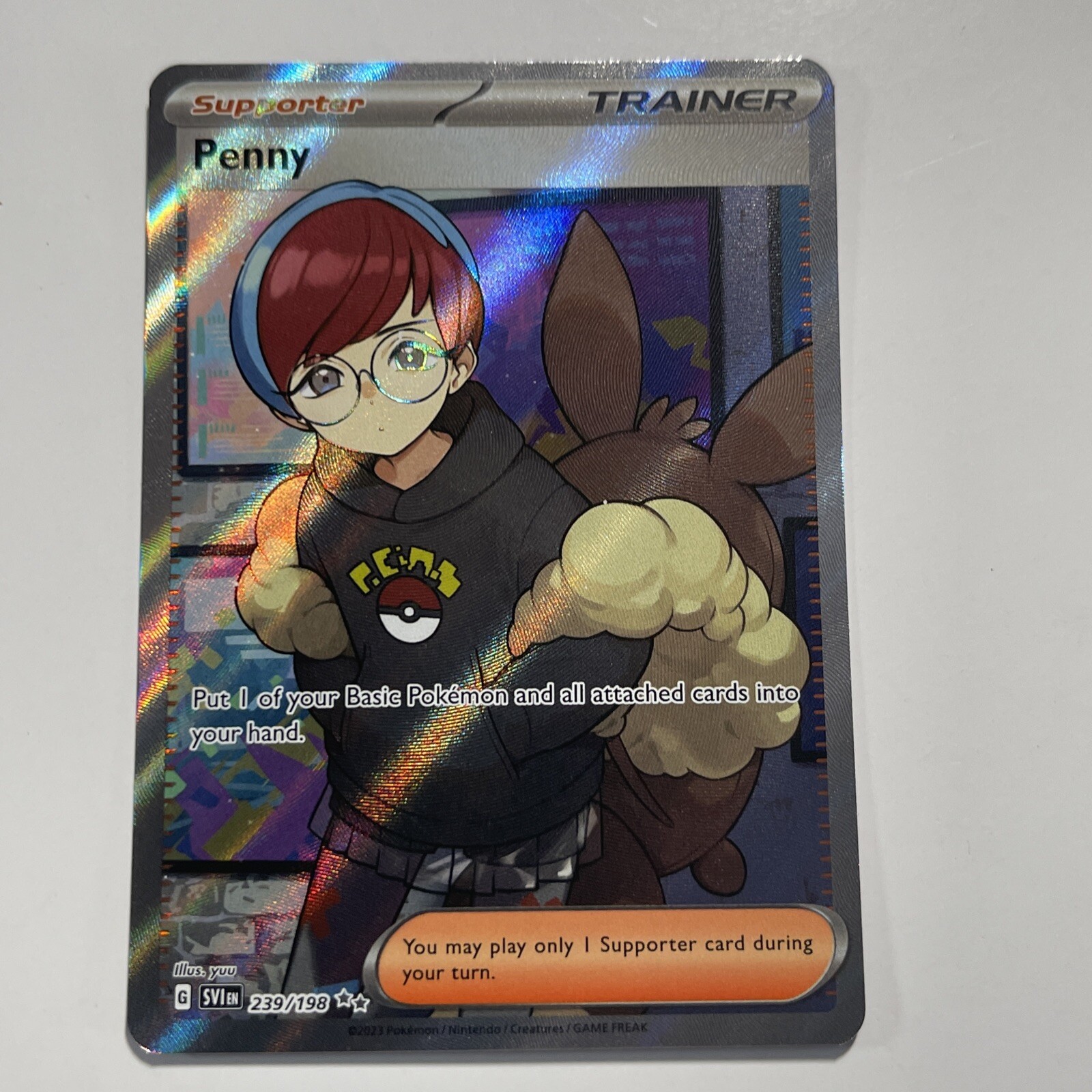 Pokémon TCG Scarlet and Violet Penny FULL Art Trainer 239/198 English ...