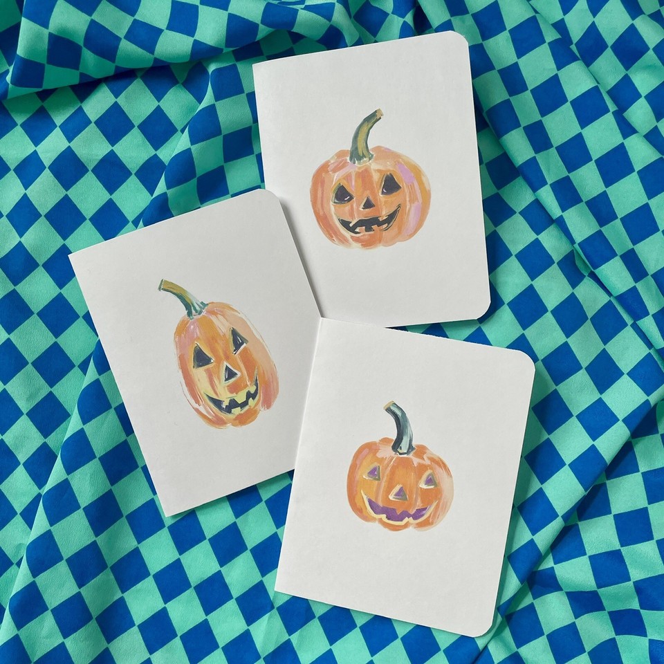 Set of 5 Halloween Pumpkin Greeting Cards with Envelopes, Pumpkin Cards ...