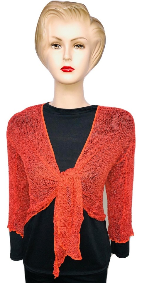 New Womens Tie Up Open Front Shrug Ladies Knitted Cropped Bolero beach ...