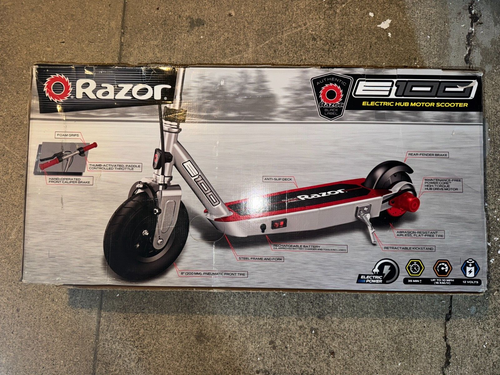 Razor E100 Electric Scooter, Pneumatic Front Tire, Hand-Operated Front ...