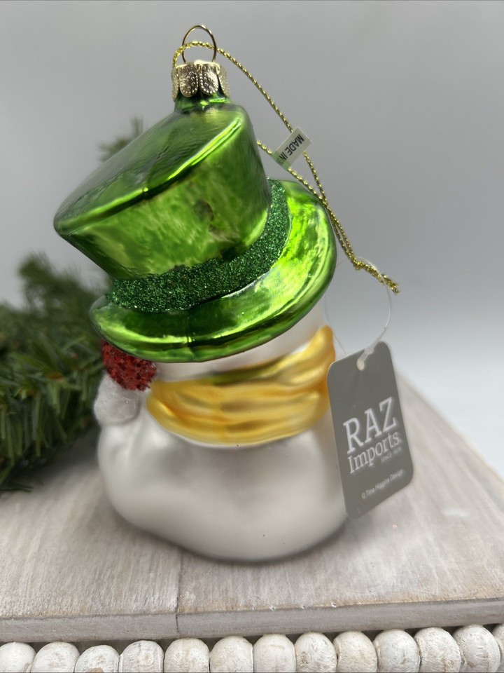 Raz Imports Snowman Retro Style Glass Christmas Ornament New | eBay