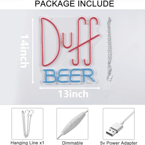 Duff Beer Neon Signs Homer Simpsons Sign Dimmable Cartoon Wall Decor ...