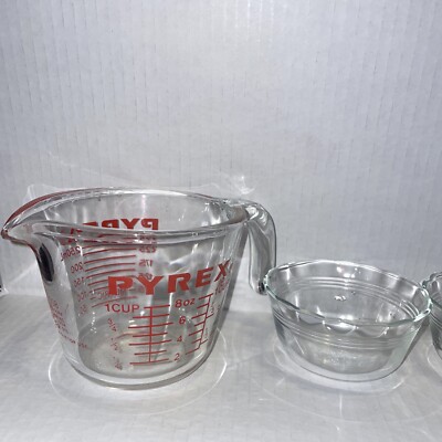 Glass Measuring Cup Pyrex Cup 8 oz Handle Red Lettering USA And Pyrex ...