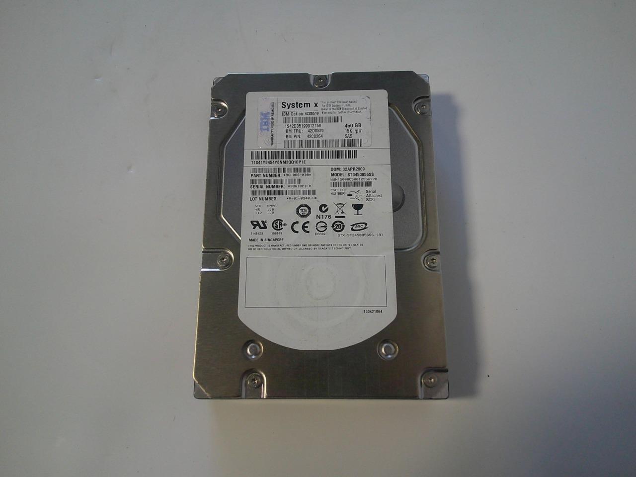 IBM 42D0520 ST3450856SS 450GB 15K RPM SAS 3.5" SAS Hard Drive ...