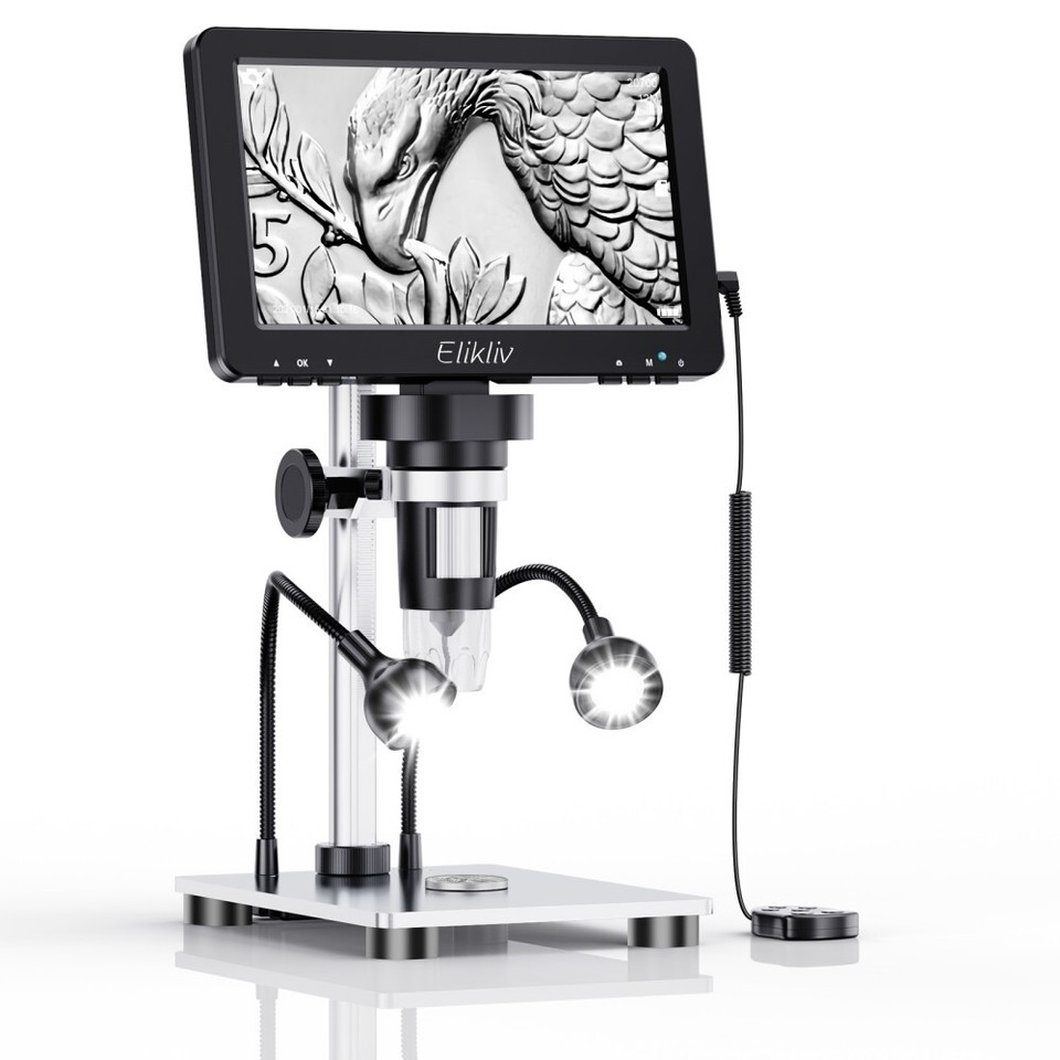 Elikliv 1200X Digital Microscope HD Camera 7" LCD 1080p Coin Magnifier ...