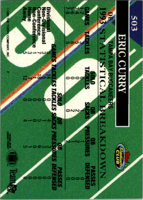 1993 Stadium Club #503 Eric Curry MC - NM | eBay