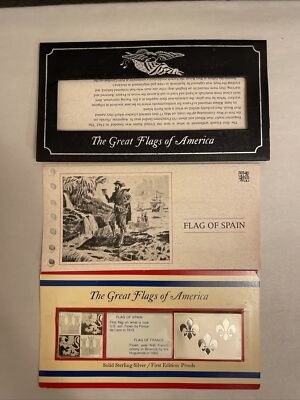 1972 Franklin Mint Flag Of France Spain Great Flags Of America Sterling ...