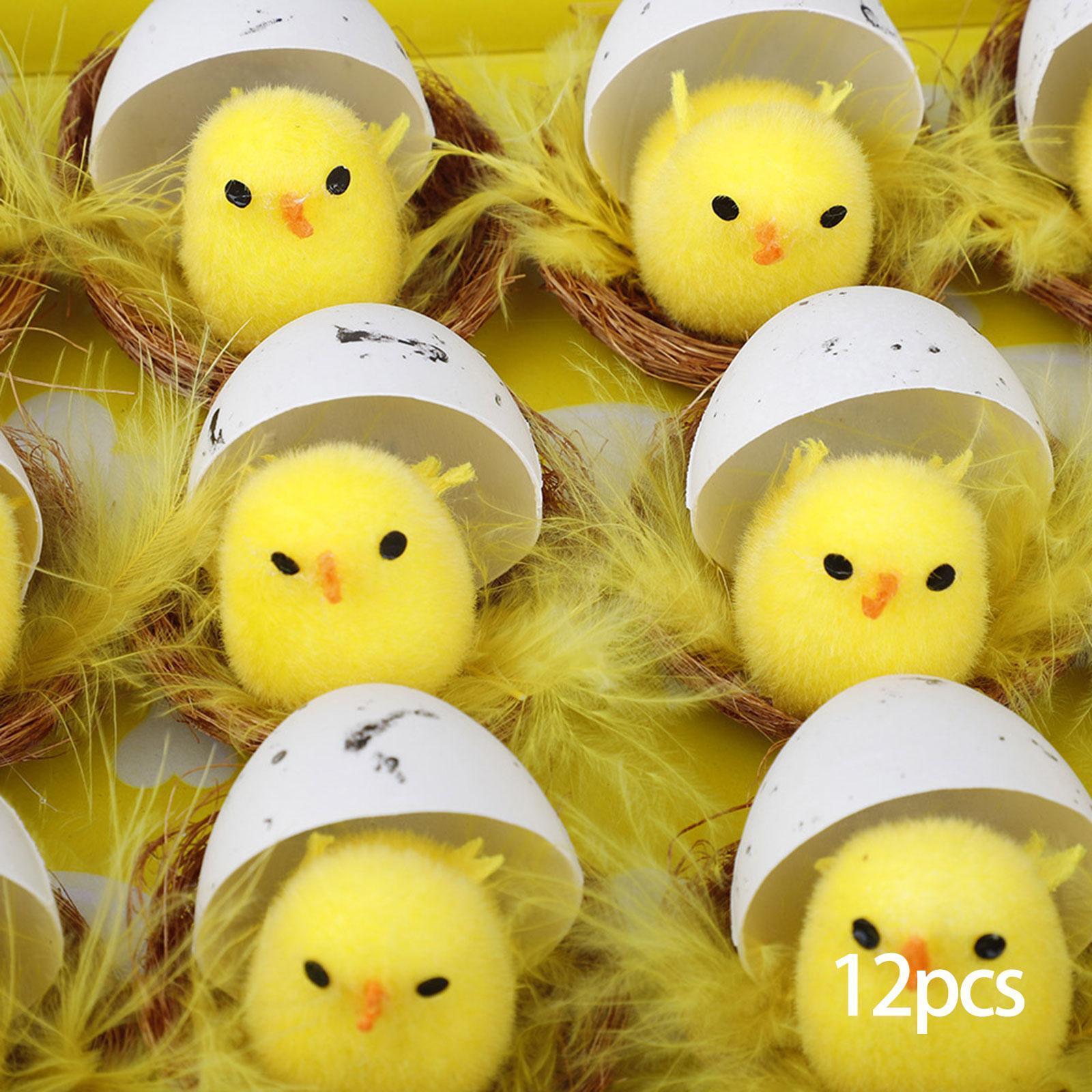 12x Mini Easter Decorative Chicks Easter Bonnet Decoration Cute for ...