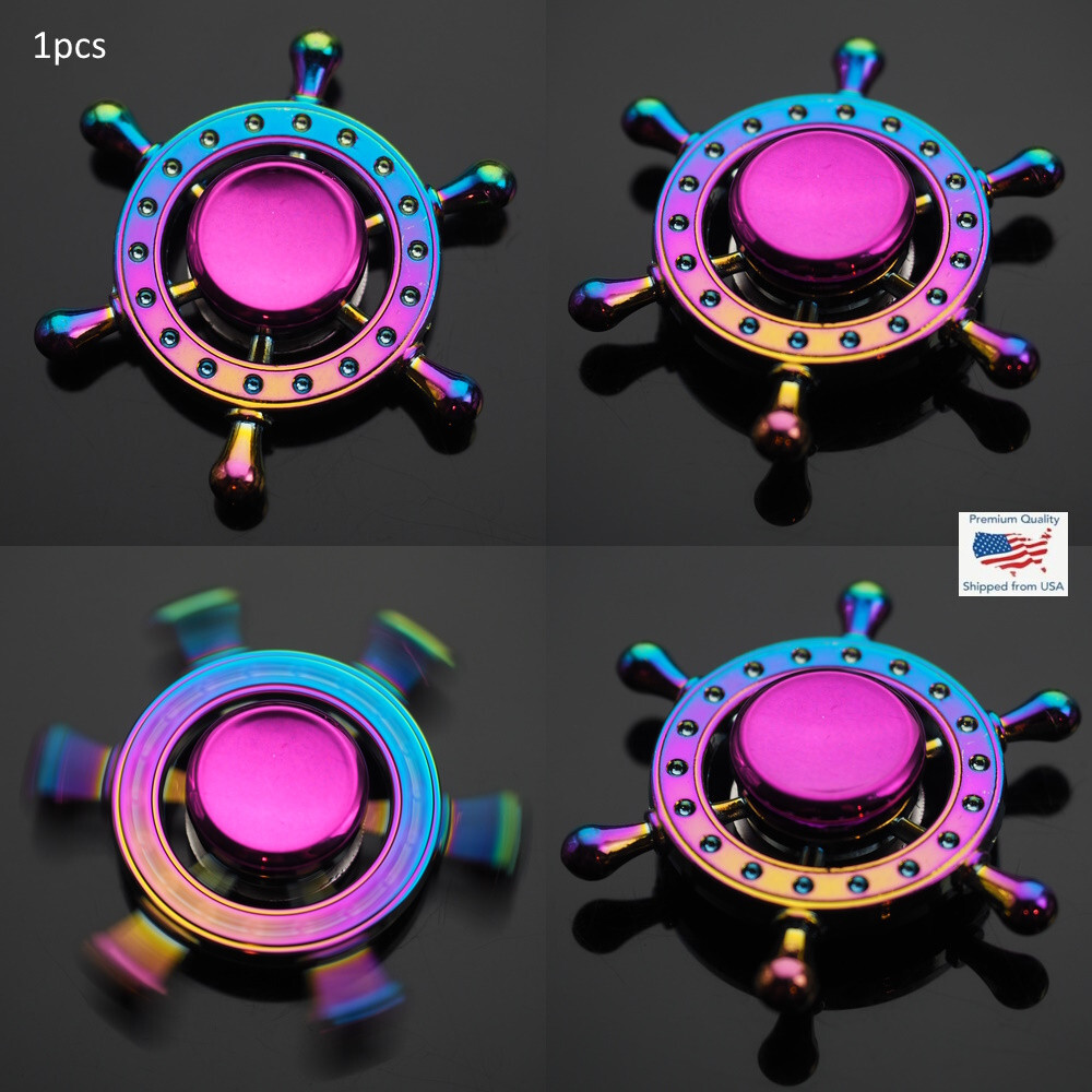 Ship Boat Helm Wheel - Hand Fidget SIGN Spinner EDC Neon Rainbow ...