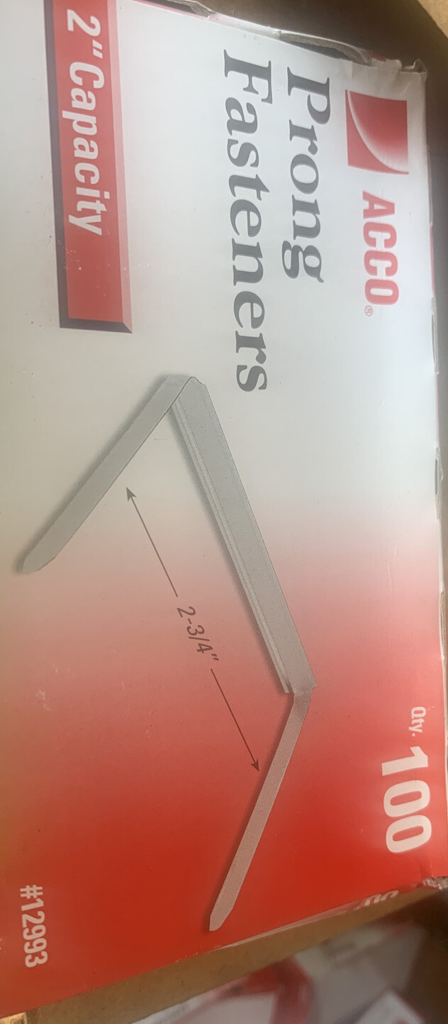 Acco Standard Two-Piece Paper Fasteners 2" Capacity 2 3/4" Center ...