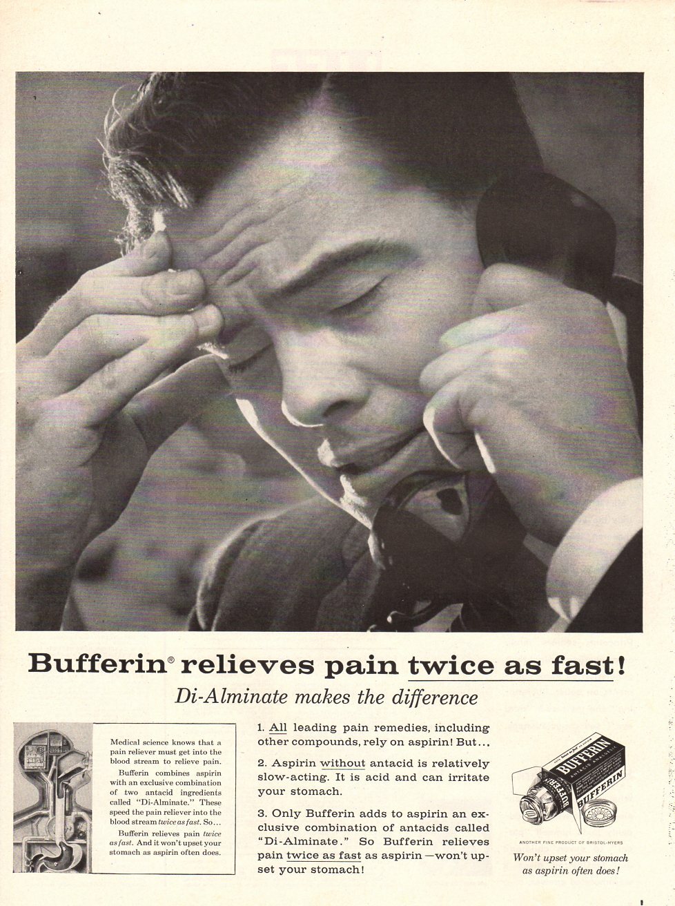 Vintage advertising print ad Medicine Bufferin Di-Alminate Makes ...
