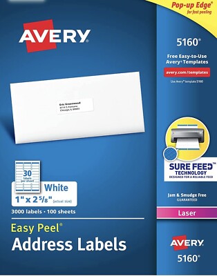 Laser Labels - Avery 5160 3000