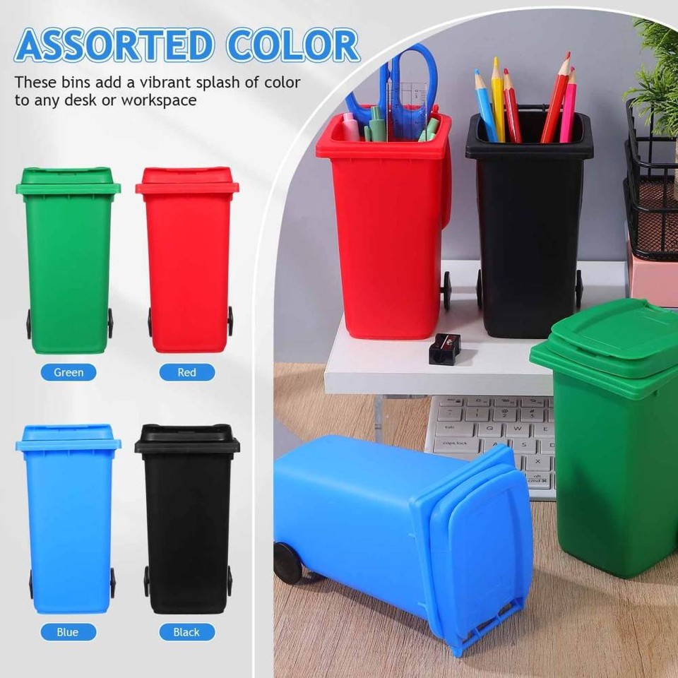 4 Pcs Mini Garbage Trash Pen Holder Cute Desktop Pencil Box Hard ...