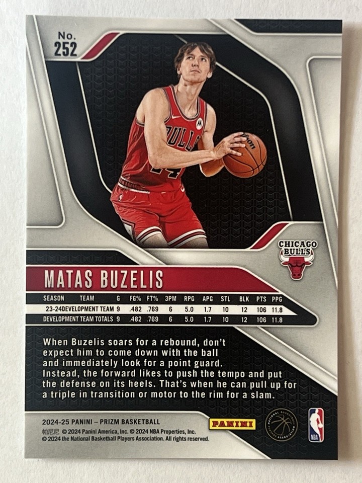 Matas Buzelis 2024-25 Panini Prizm #252 Silver Prizm Rookie Bulls | eBay