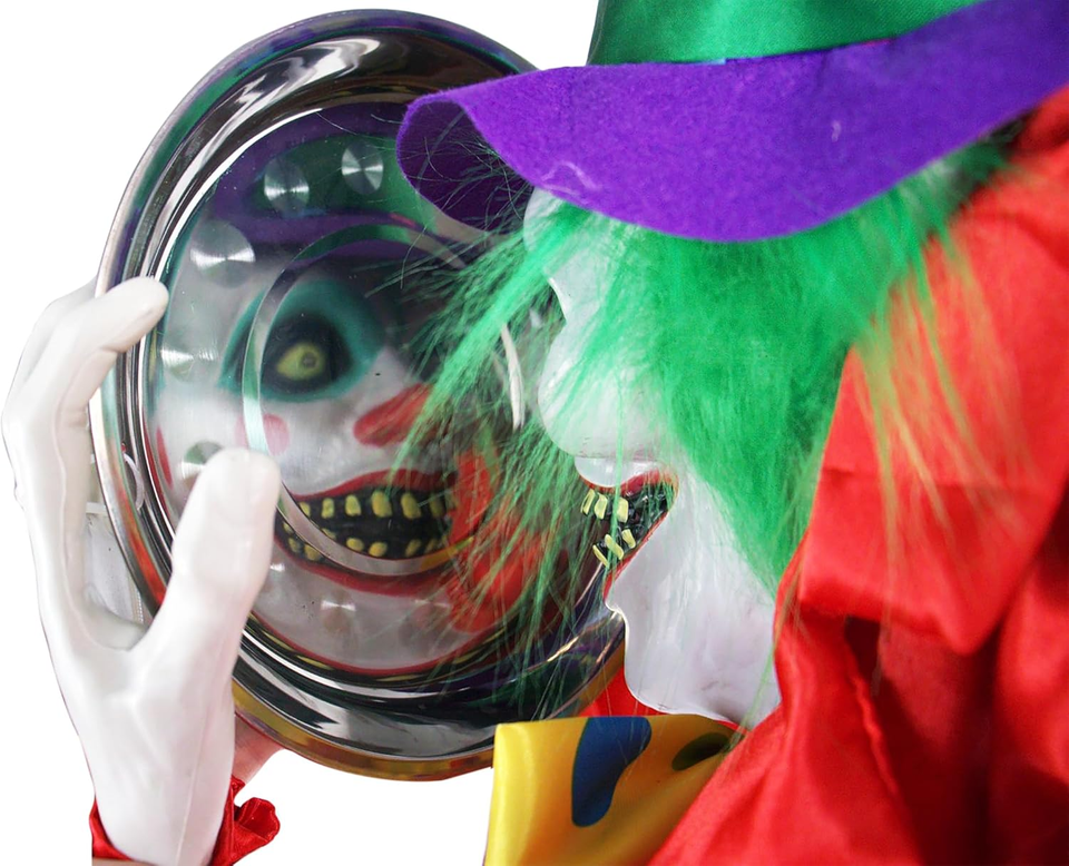 Life-Size Scary Clown Holding Tray, Halloween Animatronic with Touch ...