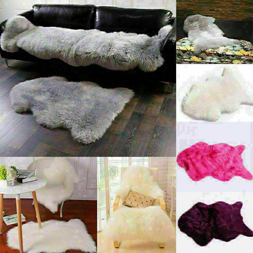 Soft Faux Sheepskin Fur Rug Fluffy Mats Chair Couch Cover Hairy Carpet ...
