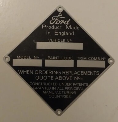 Early Ford Vin Tag | eBay UK