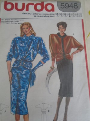 PATRON BURDA JUPE BLOUSE A BASQUE PLISSEE TAILLE 34 AU 46 N° 5948 | eBay