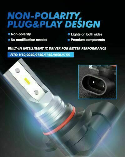 2 x Zoncar H10 9145 9140 9040 9045 9155 LED Fog Light Bulbs 4000LM ...