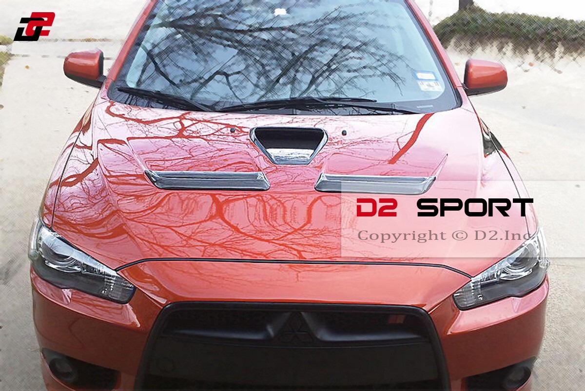 Carbon Fiber Front Air Intake V Type Hood Scoop fits Evolution X EVO 10 ...