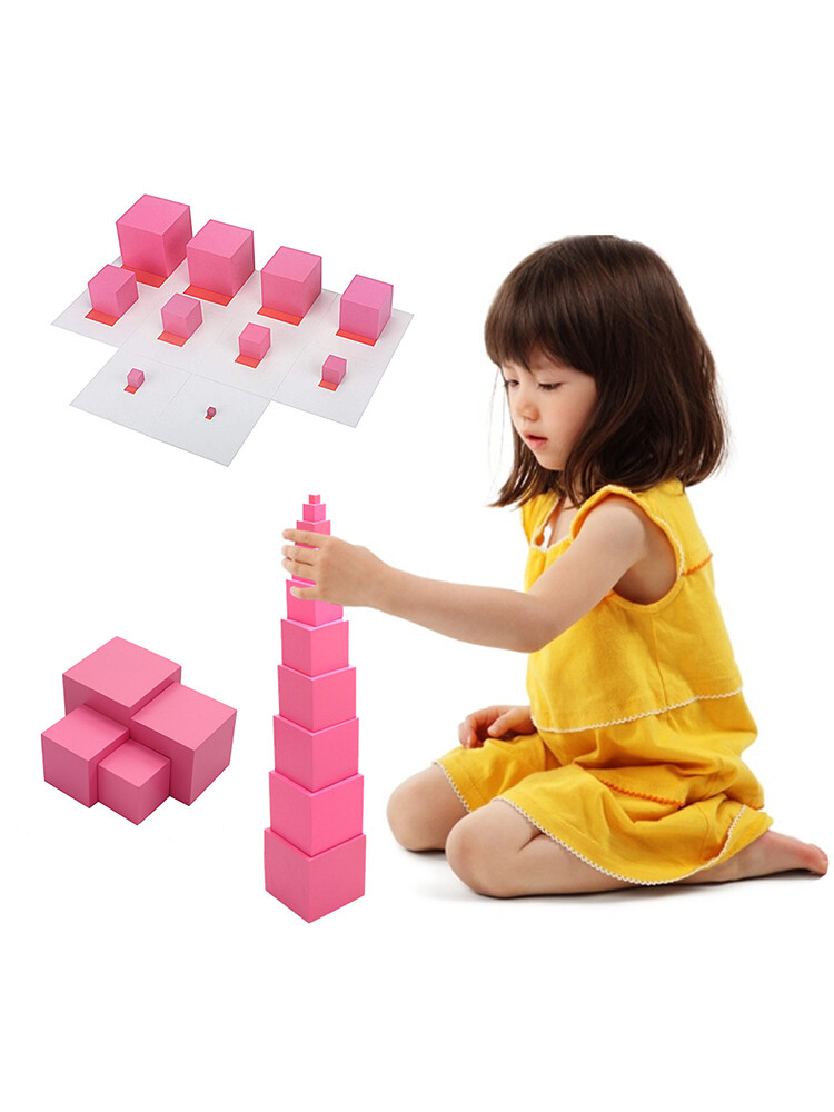Pink Tower Wooden Tower Stacking Blocks Stacking Tubes Montessori ...
