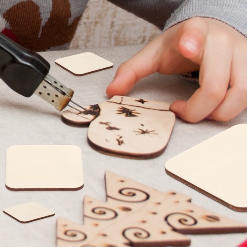 30mm Wood Pieces, 80 Pack Unfinished Square Wood Shapes Wooden Cutouts ...