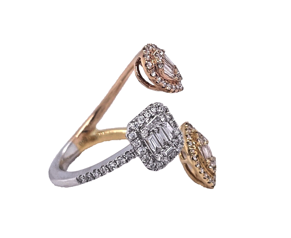 18k Gold Baguette & Round Diamond Cocktail Ring | eBay
