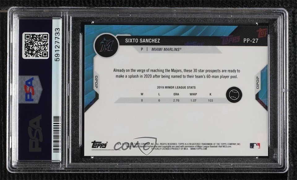 2020-21 Bowman Next Topps Now Prospect Pool /1292 Sixto Sanchez PSA 10 ...