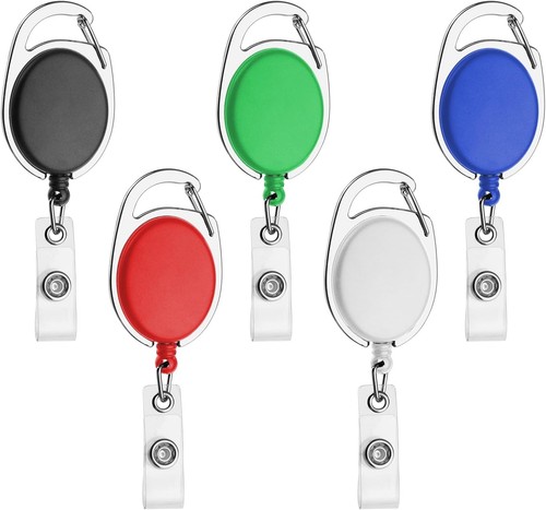 5 Retractable Key Chain Heavy Duty ID Card Fob Lot Belt Clip Lanyard ...