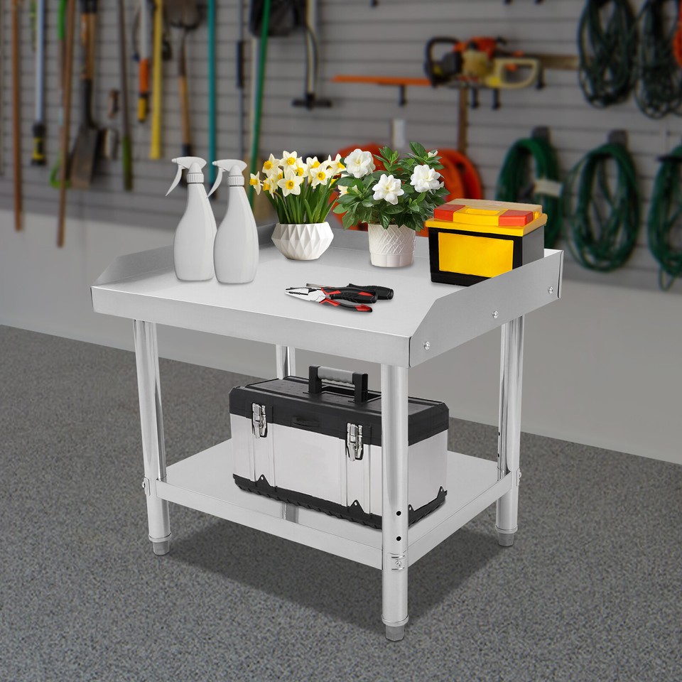 Commercial Work Table Adjustable Work Bench Kitchen Stainless Steel ...