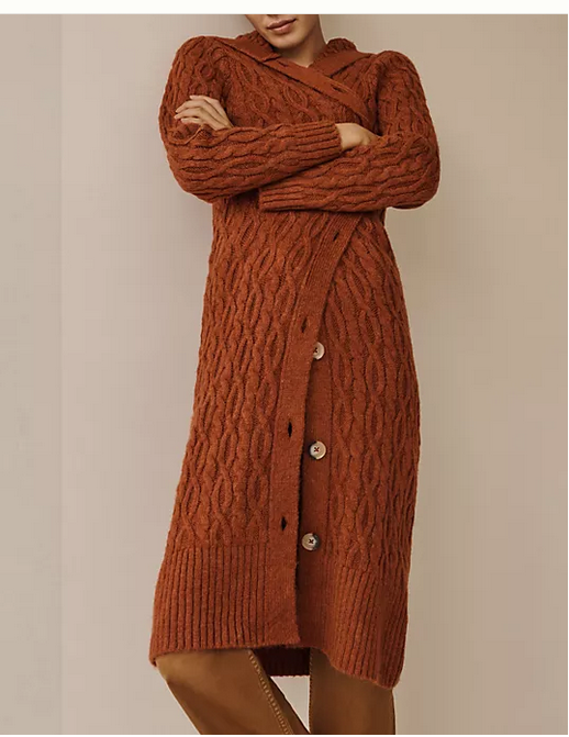 NWT Anthropologie Hooded Duster Cardigan Sweater Jacket Long Dark ...