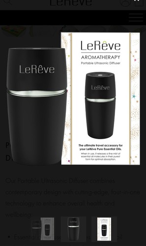 Le Reve Aromatherapy Portable Ultrasonic Diffuser & Stress Less Oil ...