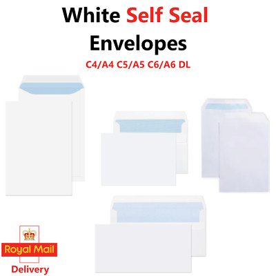 Strong Postal A4 C4 A5 C5 C6 DL Plain Envelope Self Seal White ...