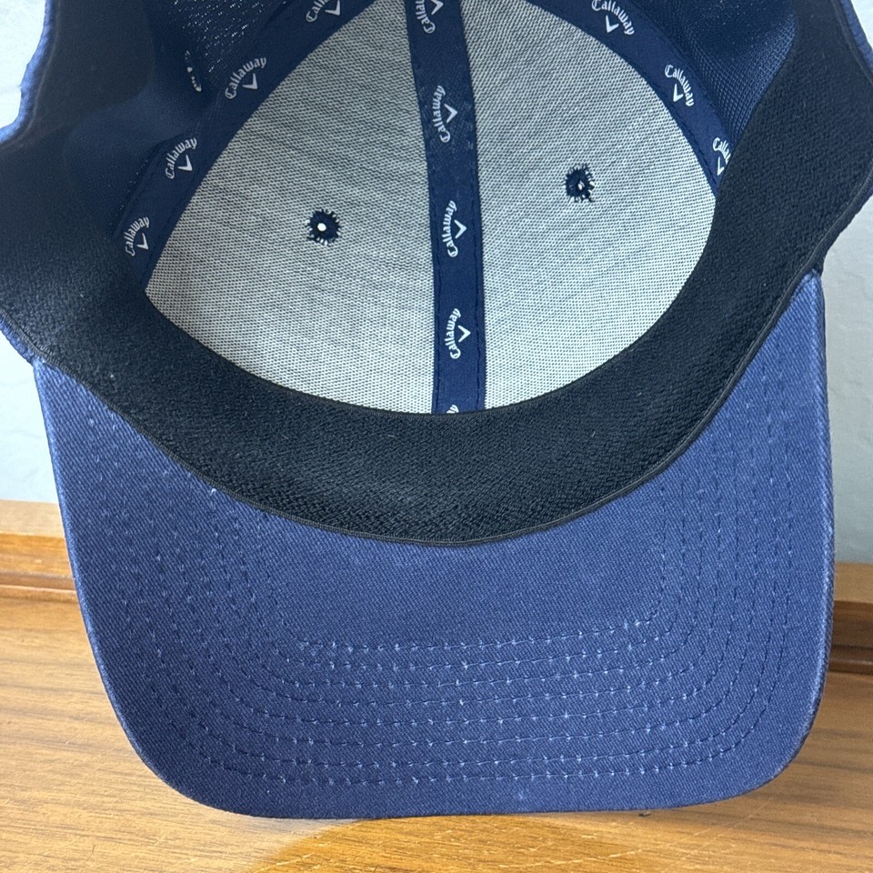 Callaway Golf Hat New Era Flex Fitted M-L Cap Blue Men’s Logo Front And ...