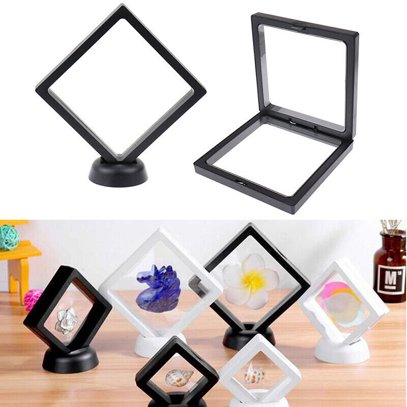 Square 3D Floating Jewelry Coin Display Frame Holder Box Case w/ Stand ...