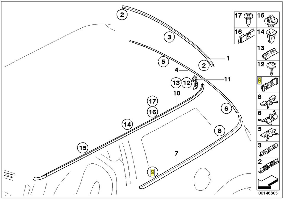 MINI R50 R53 Body Trim Moulding Strip Clamp Clip 51367044615 New ...