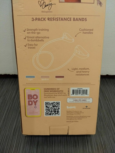 Blogilates Booty Resistance Bands 2pk - Green/pink for sale online | eBay