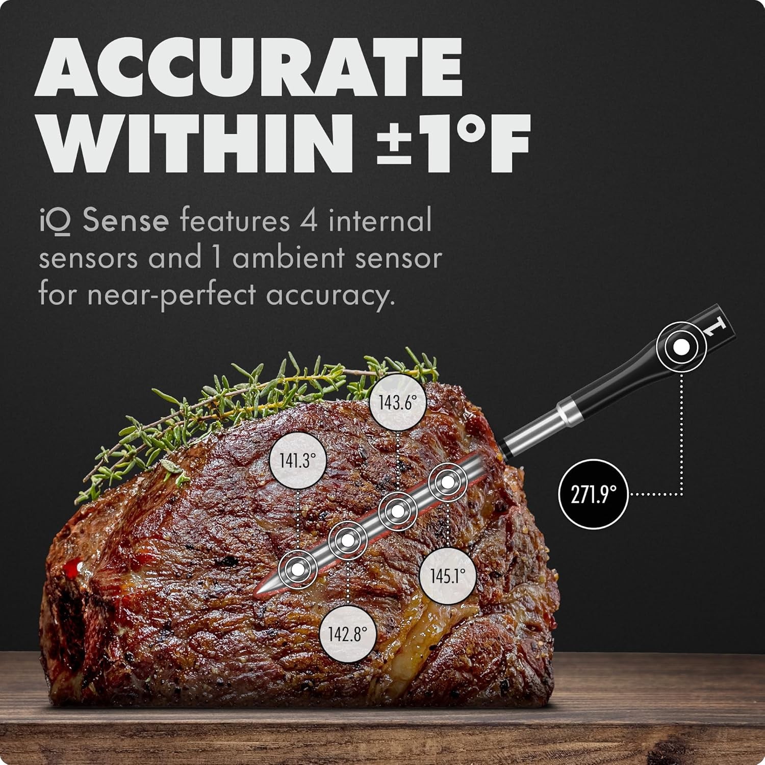CHEF iQ Sense Smart Wireless Meat Thermometer with 2 Ultra-Thin Probes ...