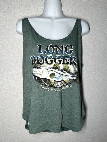 Long Doggers Women’s Tank Top Green Fish Decal Size Large | eBay
