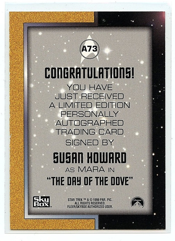 Star Trek Susan Howard A73 Mint Autographed Card 1998 TOS S3 Mara | eBay