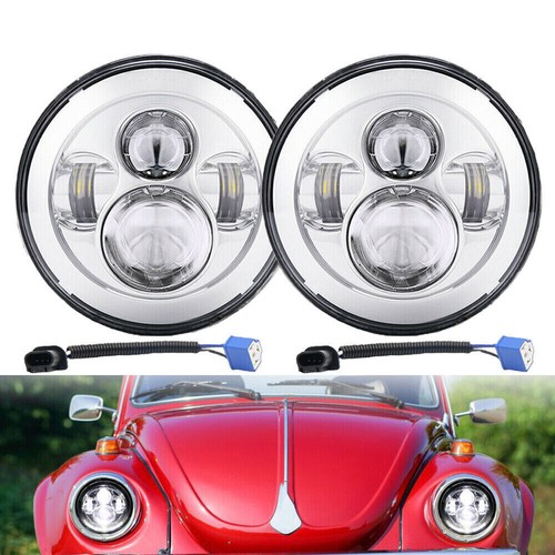 Pair 7"inch Round LED Projector Hi/Lo Beam Headlights For 1950-1979 VW ...