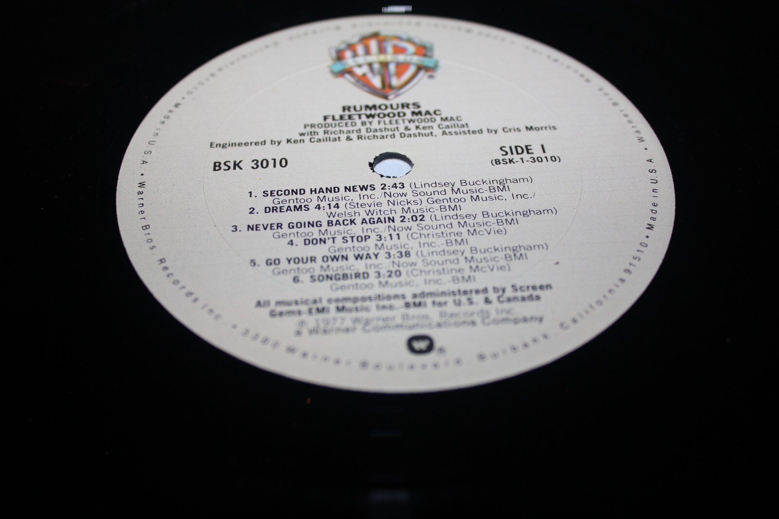 FLEETWOOD MAC-Rumours- LP Record - INSERT POSTER~BSK 3010 - WB - 1977 ...