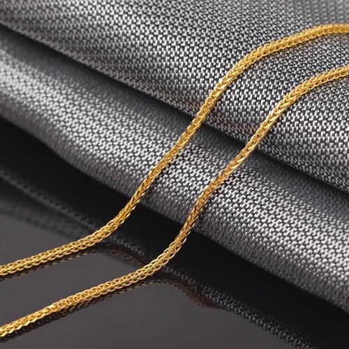 Au750 Solid 18K Yellow Gold Women 0.8mmW Wheat Chain Foxtail Necklace ...
