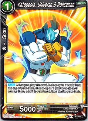Katopesla, Universe 3 Policeman DB1-149 C Dragon Ball Super TCG Card ...