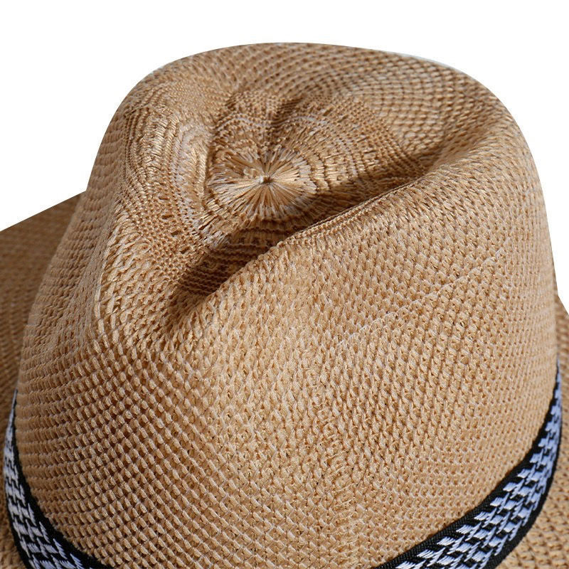 Mens Ladie Foldable Straw Panama Style Sun Hat Summer Beach Floppy Cap ...